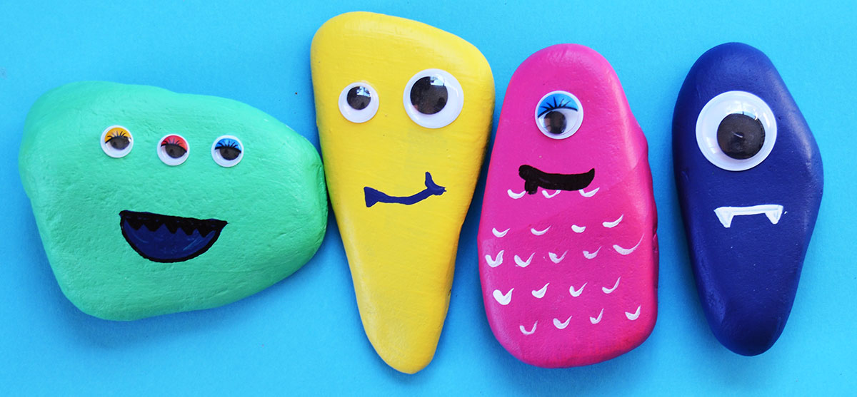 Easy painted rock monsters - Kiwi Families