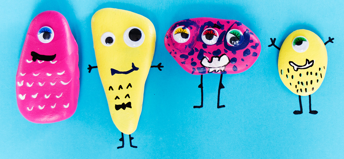 Easy painted rock monsters - Kiwi Families