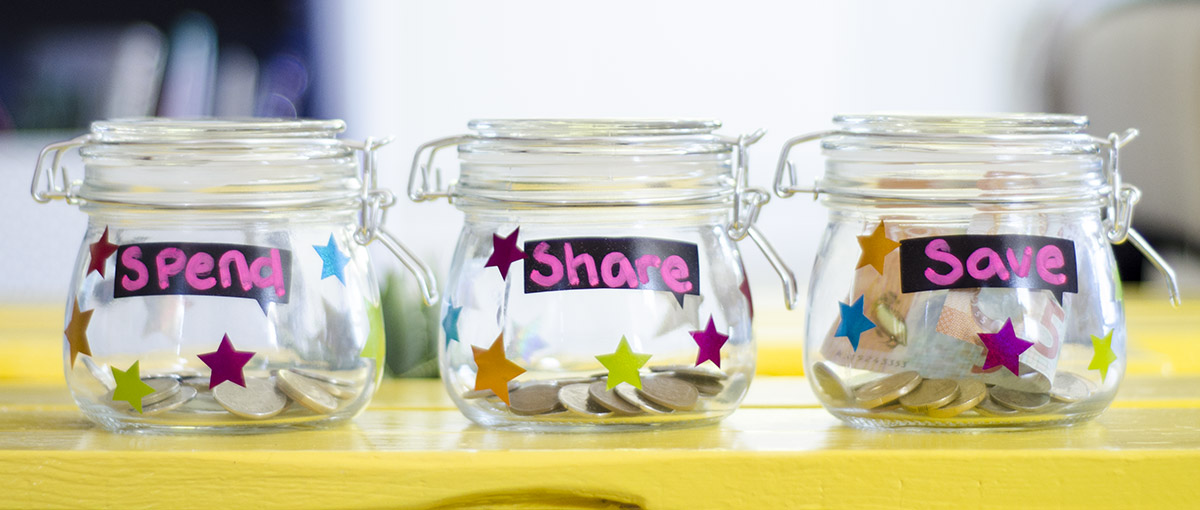 Spend, Save, Share Jars - Money Skills for Kids - Kiwi Families