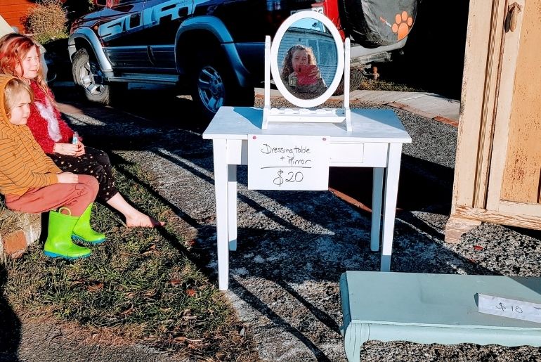 Upcycled Rainbow Dressing Table - Kiwi Families