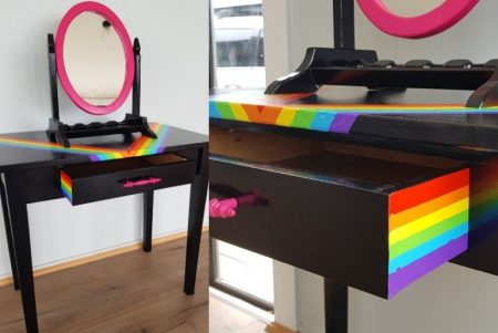 Upcycled Rainbow Dressing Table - Kiwi Families