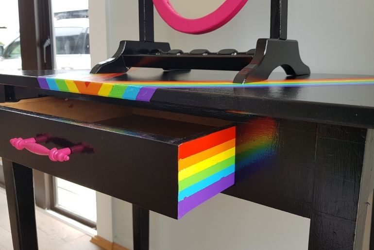 Upcycled Rainbow Dressing Table - Kiwi Families