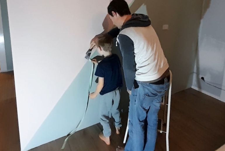 DIY Geometric Feature Wall - Kiwi Families